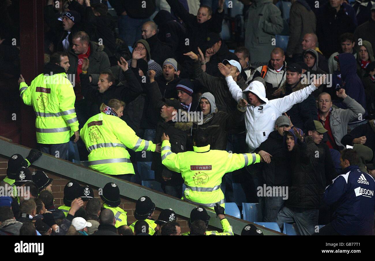 People cause trouble in the stands after the final whistle Stock Photo ...