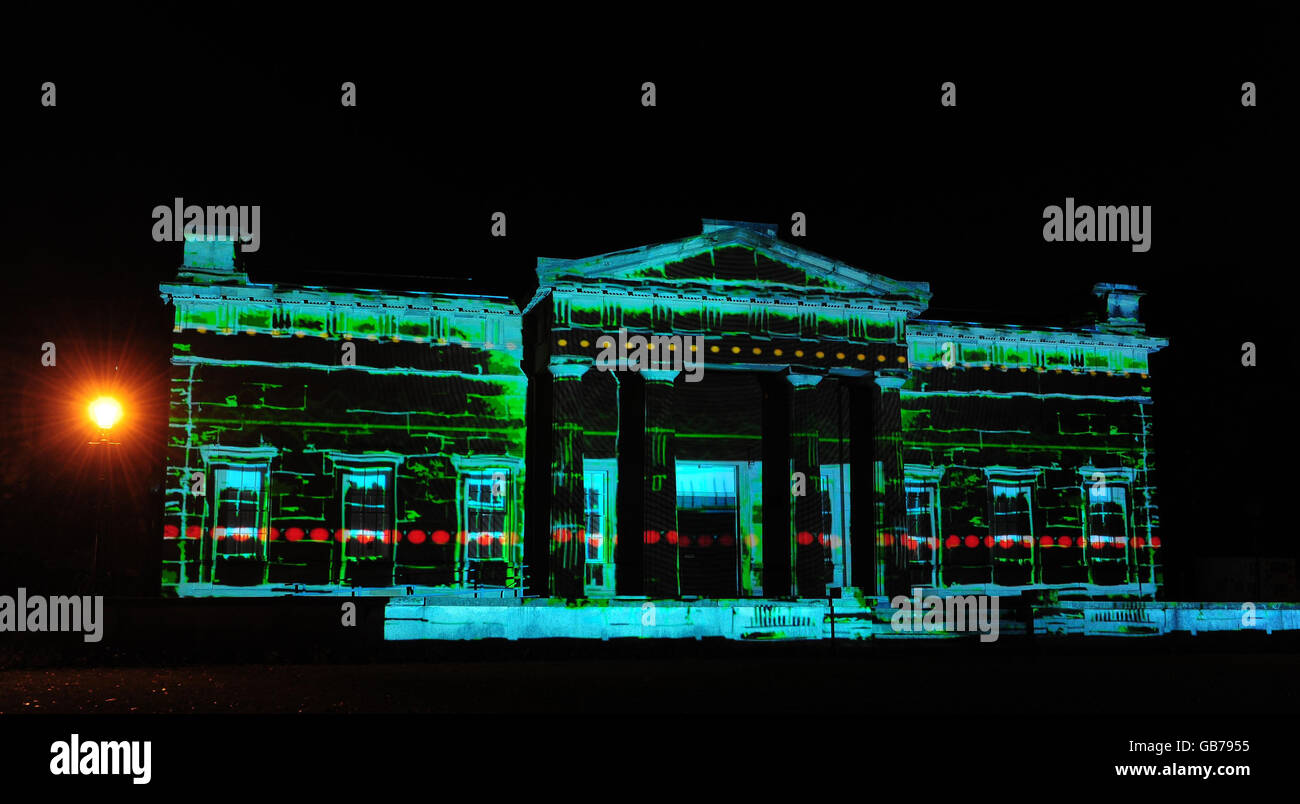 Illuminating York Festival. The Yorkshire Museum in York is illuminated ...