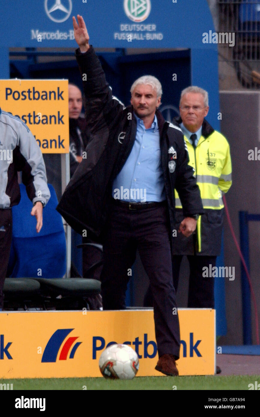 Germany coach Rudi Voller gives instructions to his players Stock Photo ...