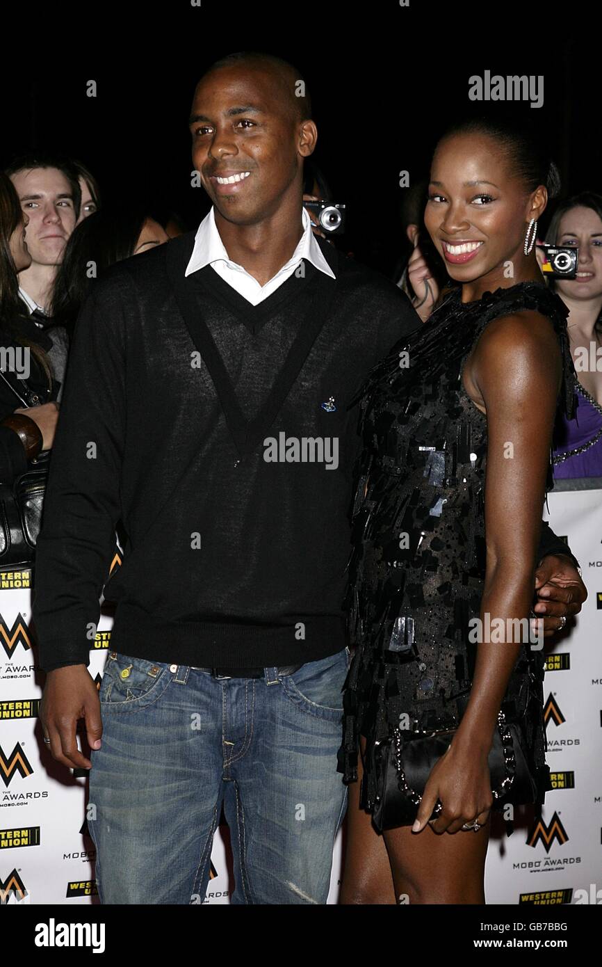 Jamelia and Darren Byfield arrive for The MOBO Awards 2008 at Wembley ...