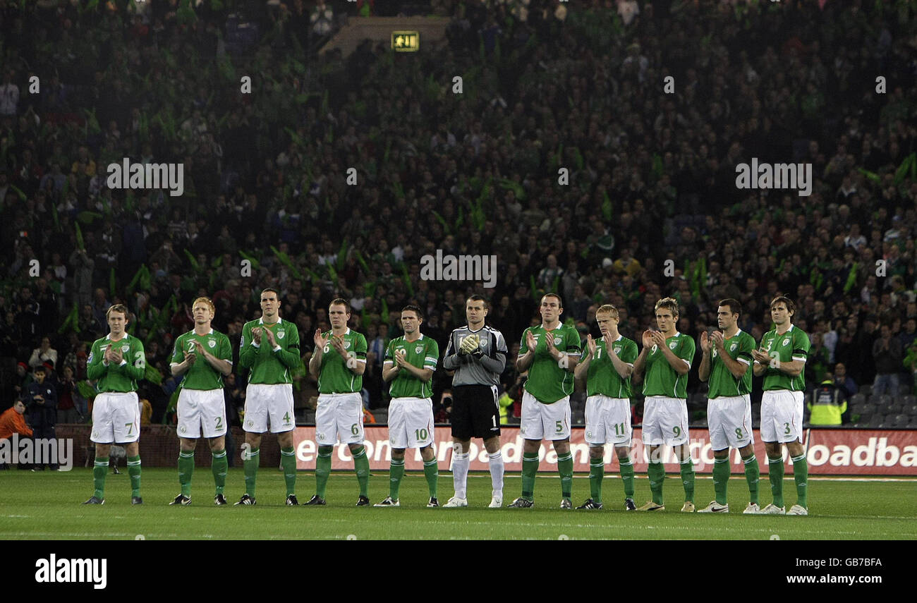 Republic of Ireland line up ahead of the FIFA World Cup Qualifying ...