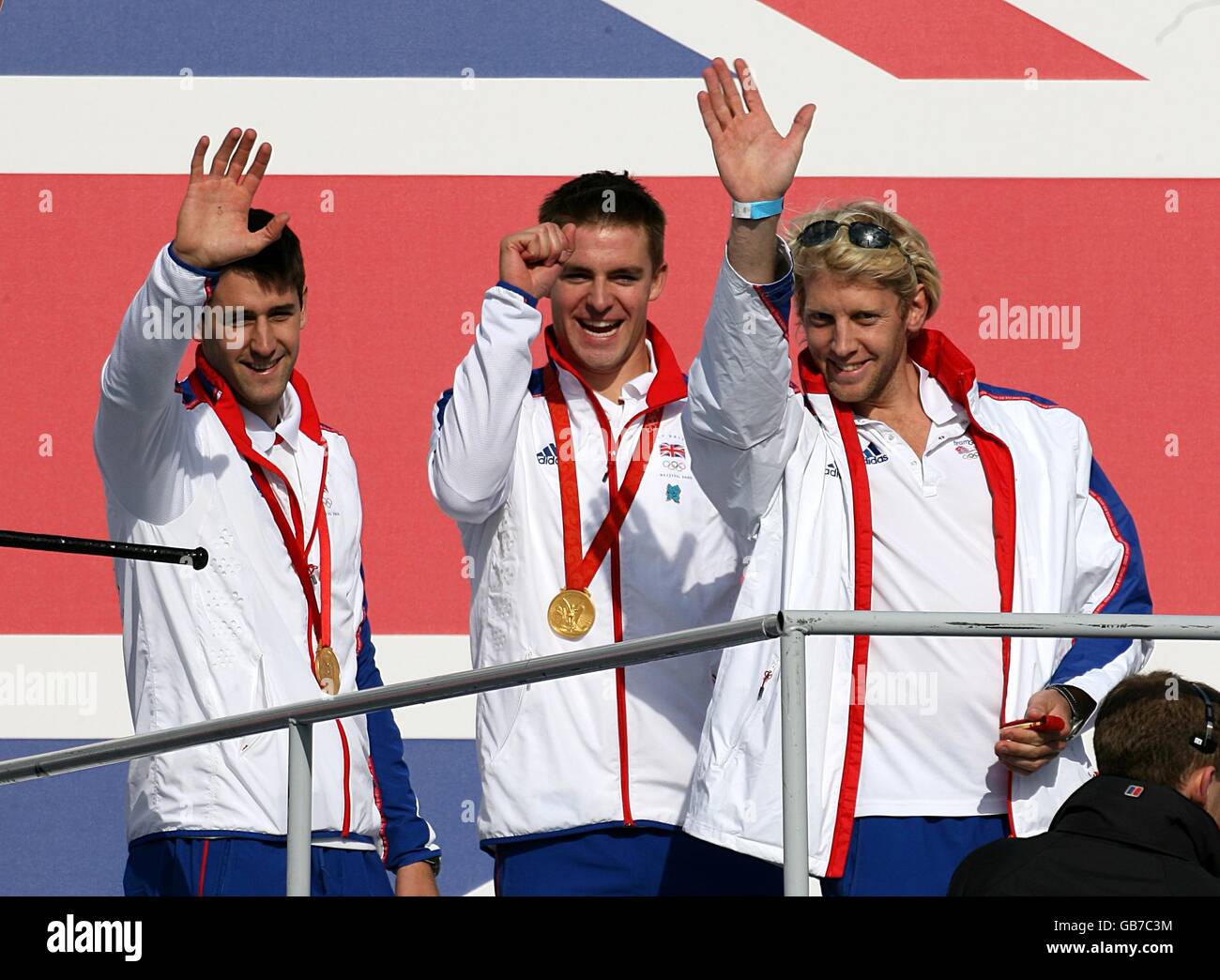 Team GB Gold medalist rowers Tom James, Pete Reed and Andrew Triggs ...