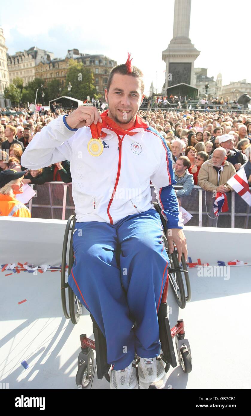 Paralympic shooting gold medalist Matt Skelhon at Trafalgar Square ...