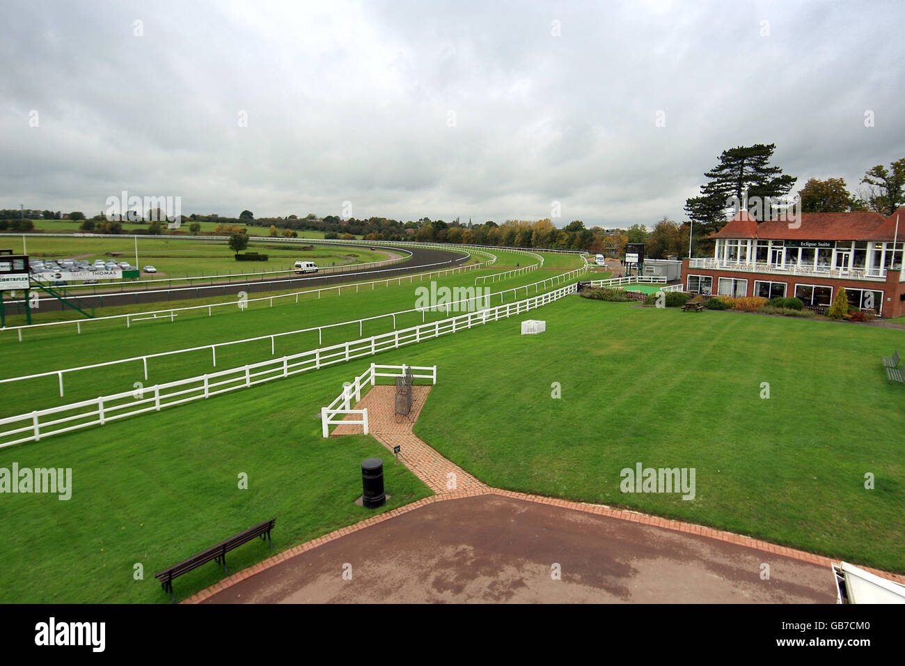 General view of the grandstand at lingfield racecourse hi-res stock ...