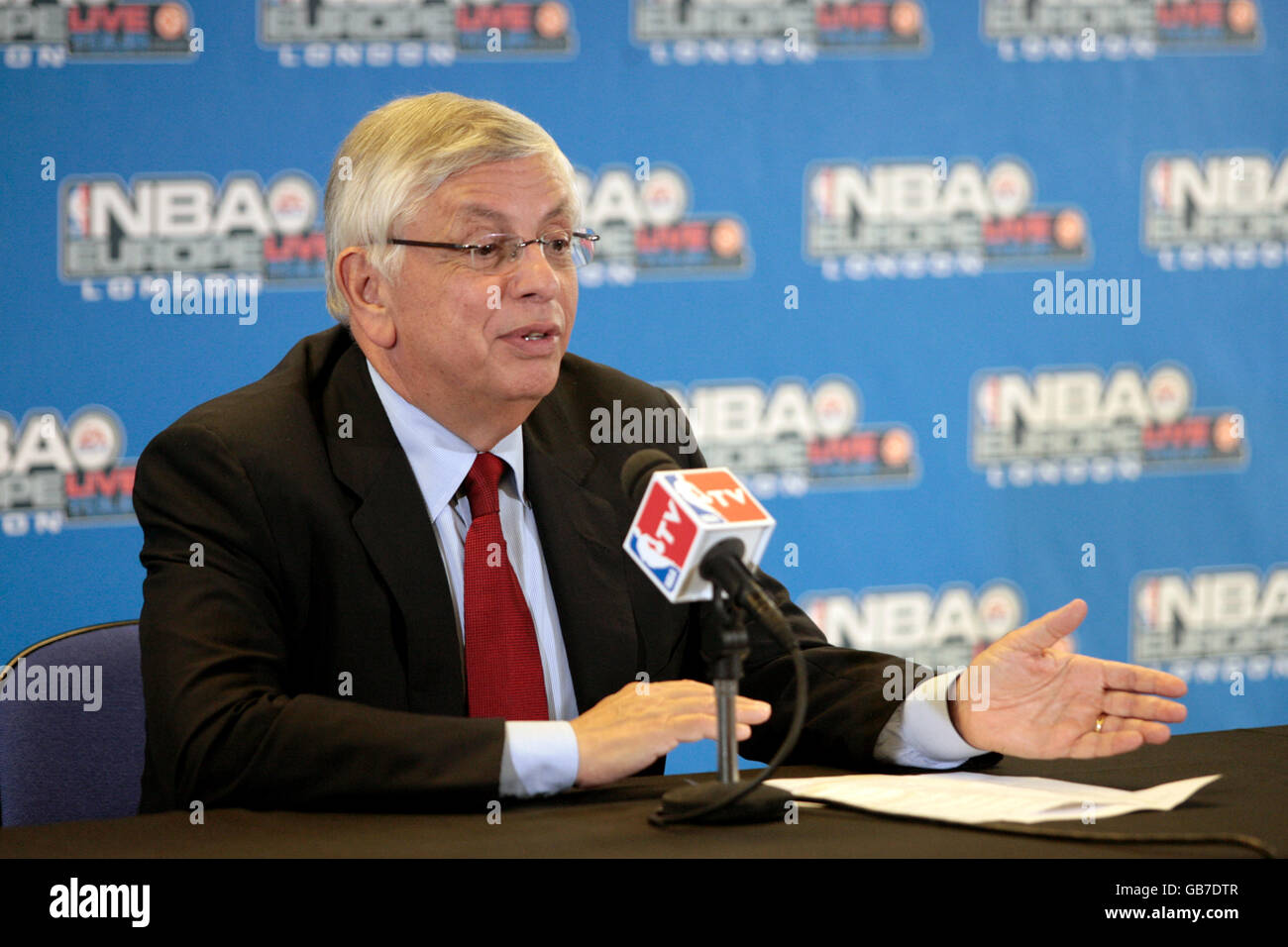 David Stern, Commissioner of the NBA speaks at a press conference Stock ...