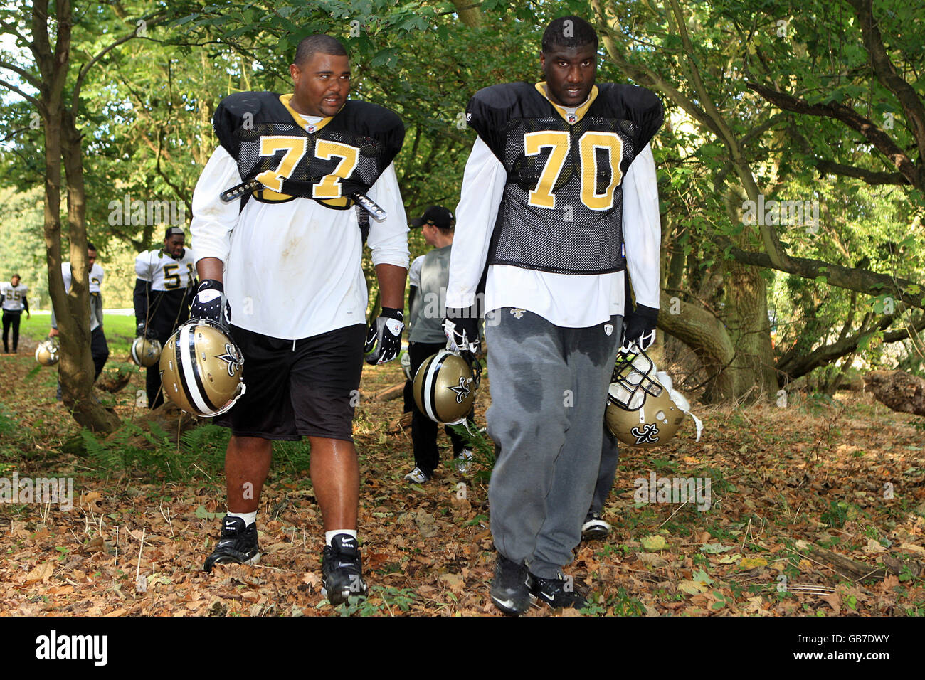 New Orleans Saints' Carl Nicks (left) and Jammal Brown walk back to the ...