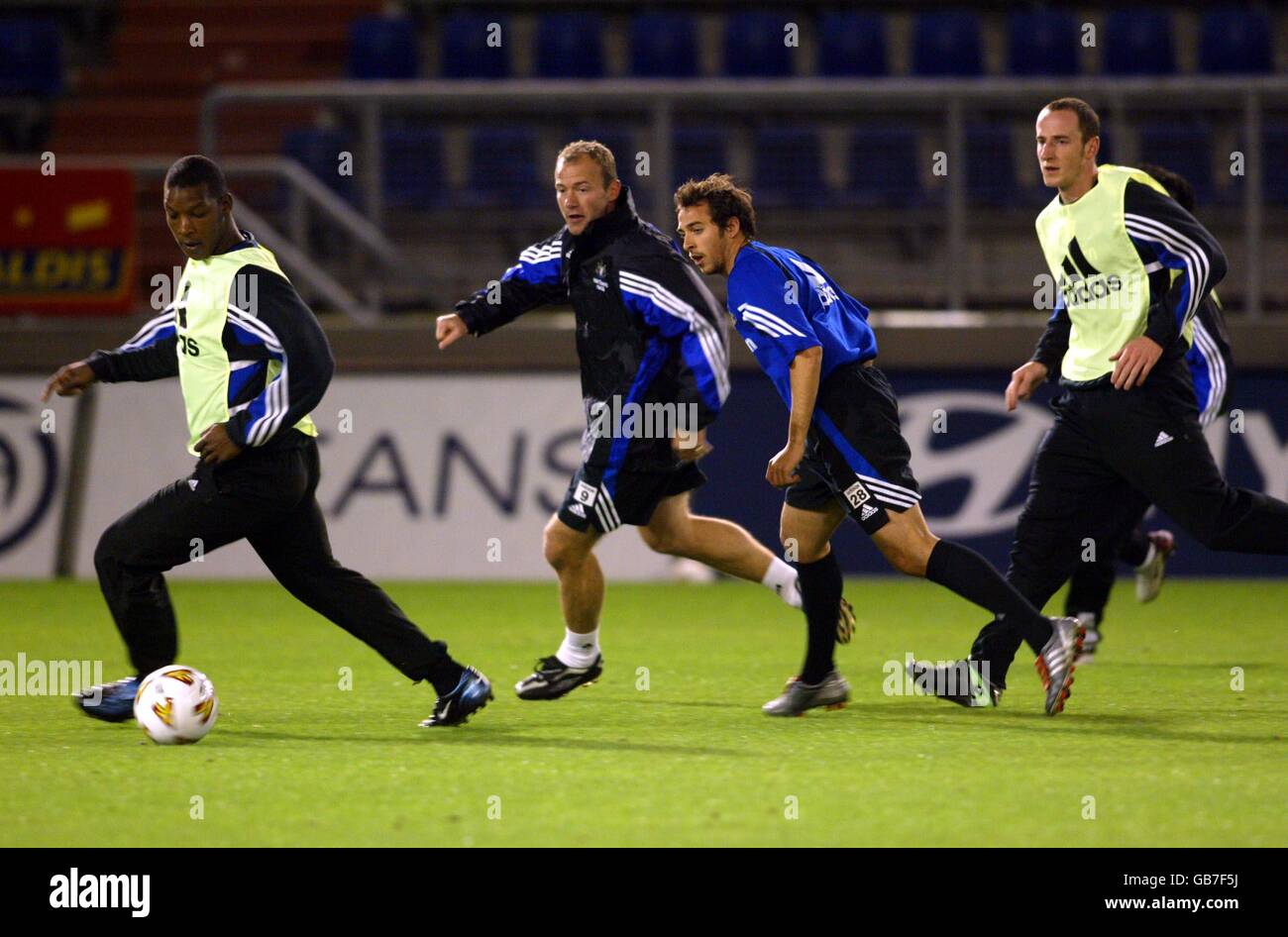 Alan shearer michael chopra and andy obrien during training hi-res ...