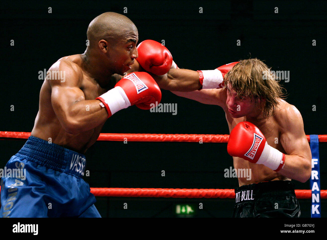 Denton Vassell (l) and Alex Spitko in action during their Welterweight ...