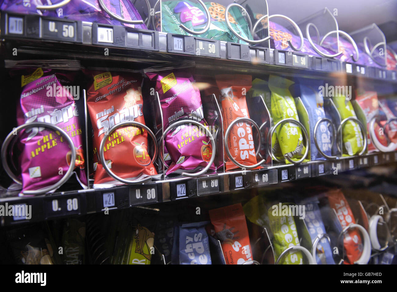 A healthy vending machine containing seed bars and low fat crisps in a ...