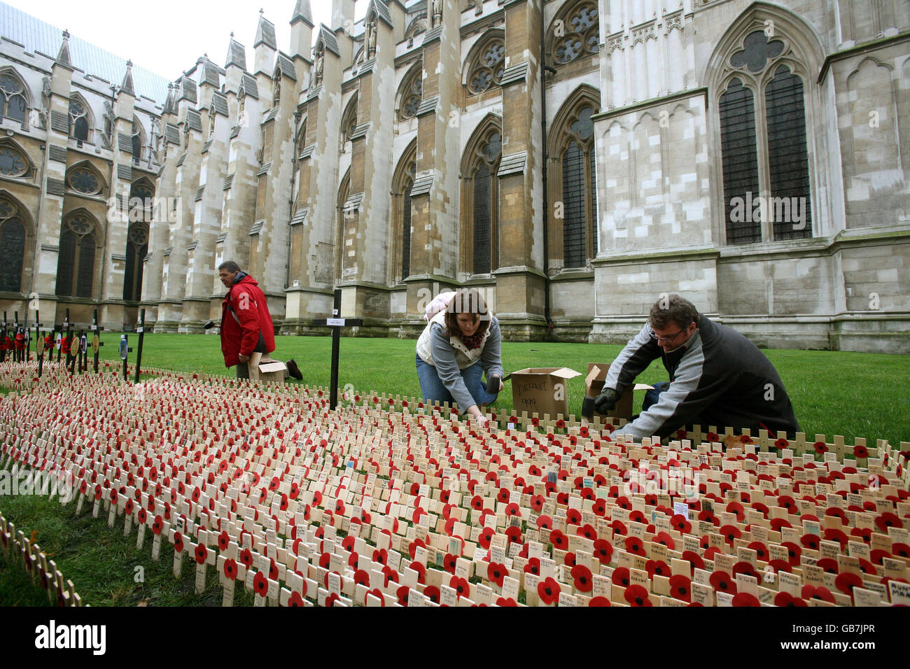 Remembrance crosses placed at Westminster Abbey, London, ahead of ...