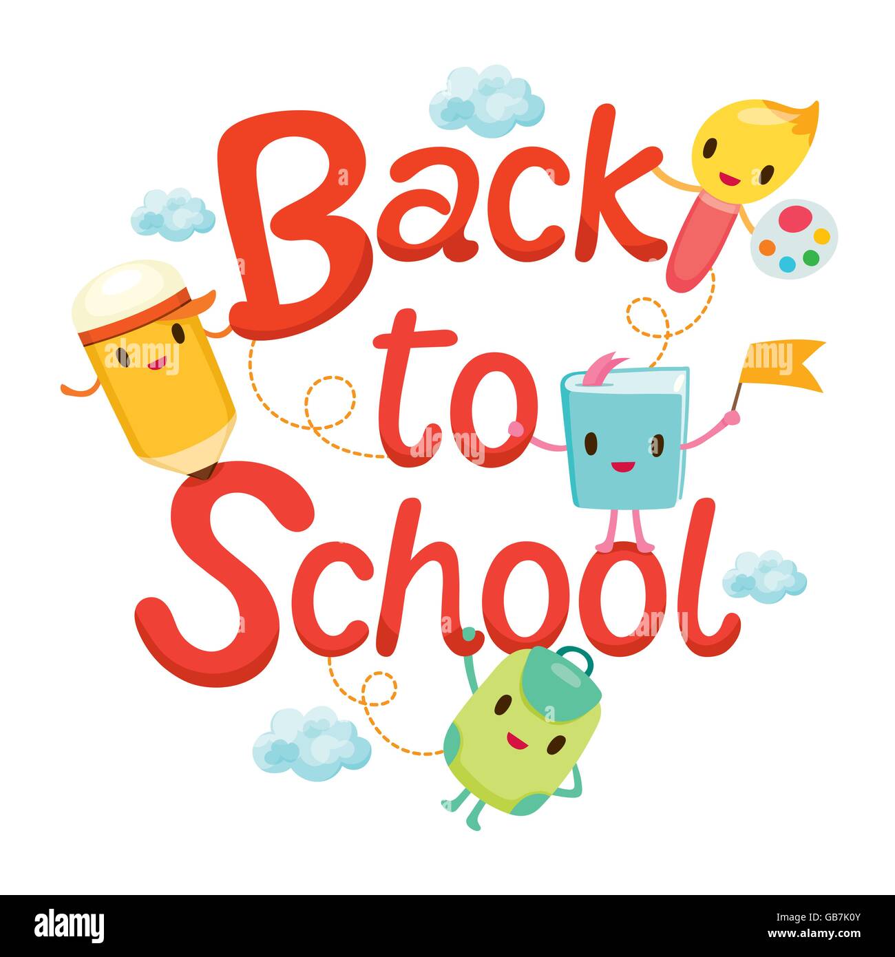 Back To School Letters With Education Characters, Educational, Stationery, Book, Children ...
