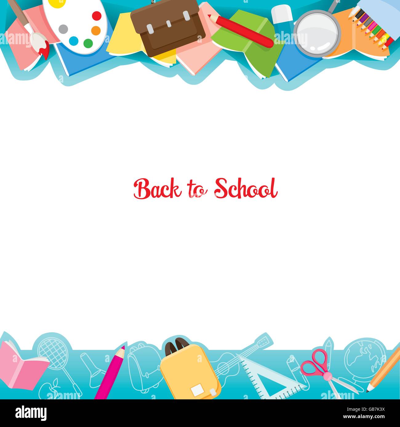 School Supplies Icons On Frame, Back to School, Educational, Stationery ...