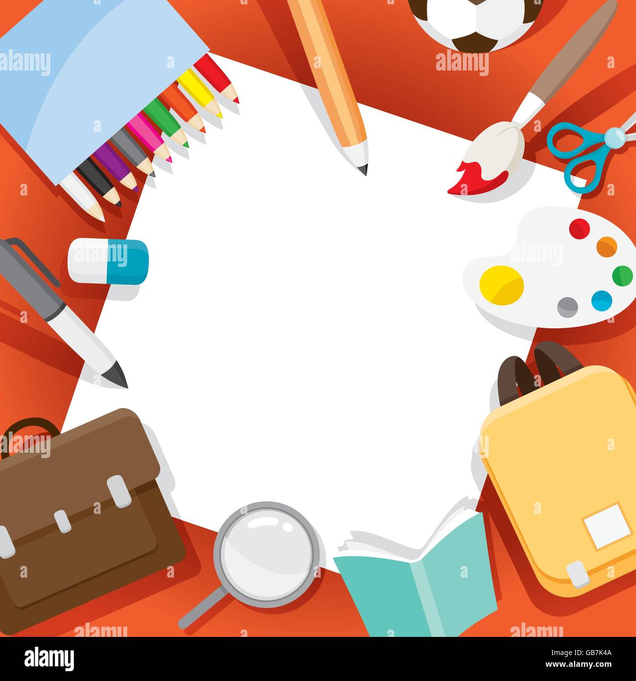 School Supplies Objects On Frame, Back to school, Educational ...