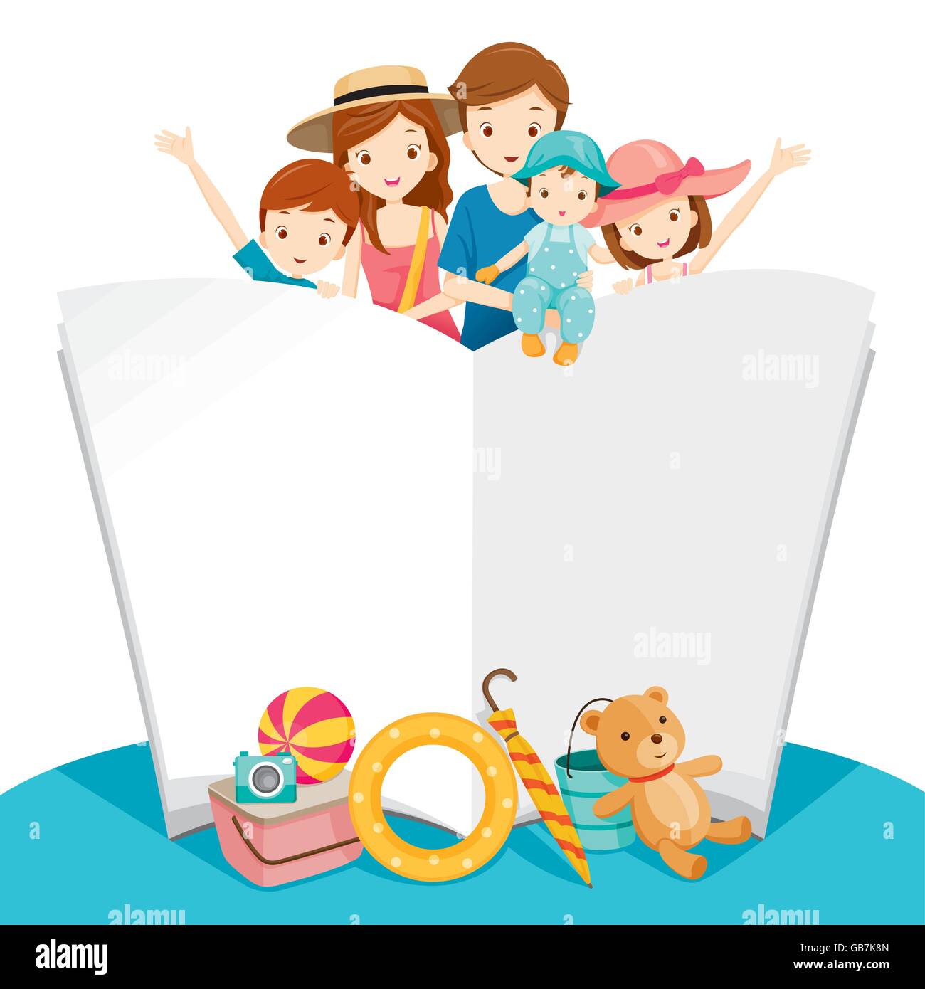 Happy Family With Summer Trip and Notebook, Vacations, Holiday, Travel ...