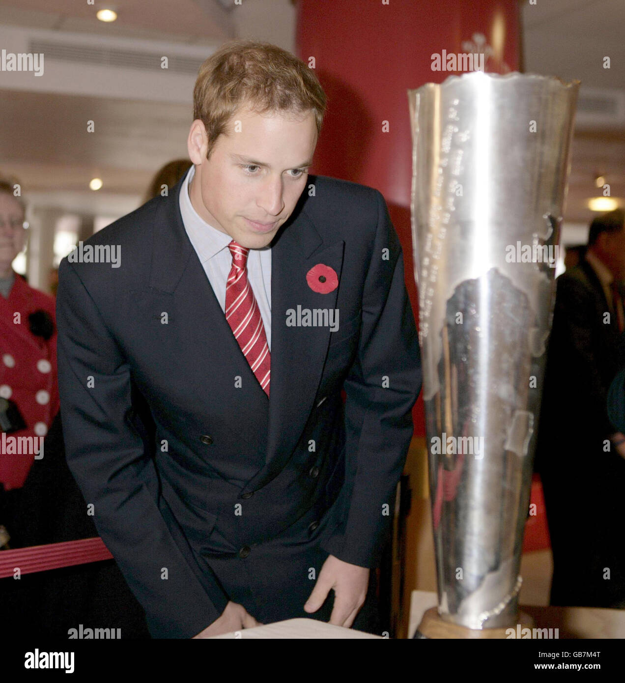 Prince William examines the Prince William Cup, before watching Wales ...