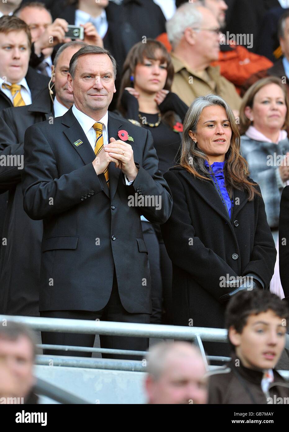 Hull City Chairman Paul Duffen (left), in the stands prior to kick off ...