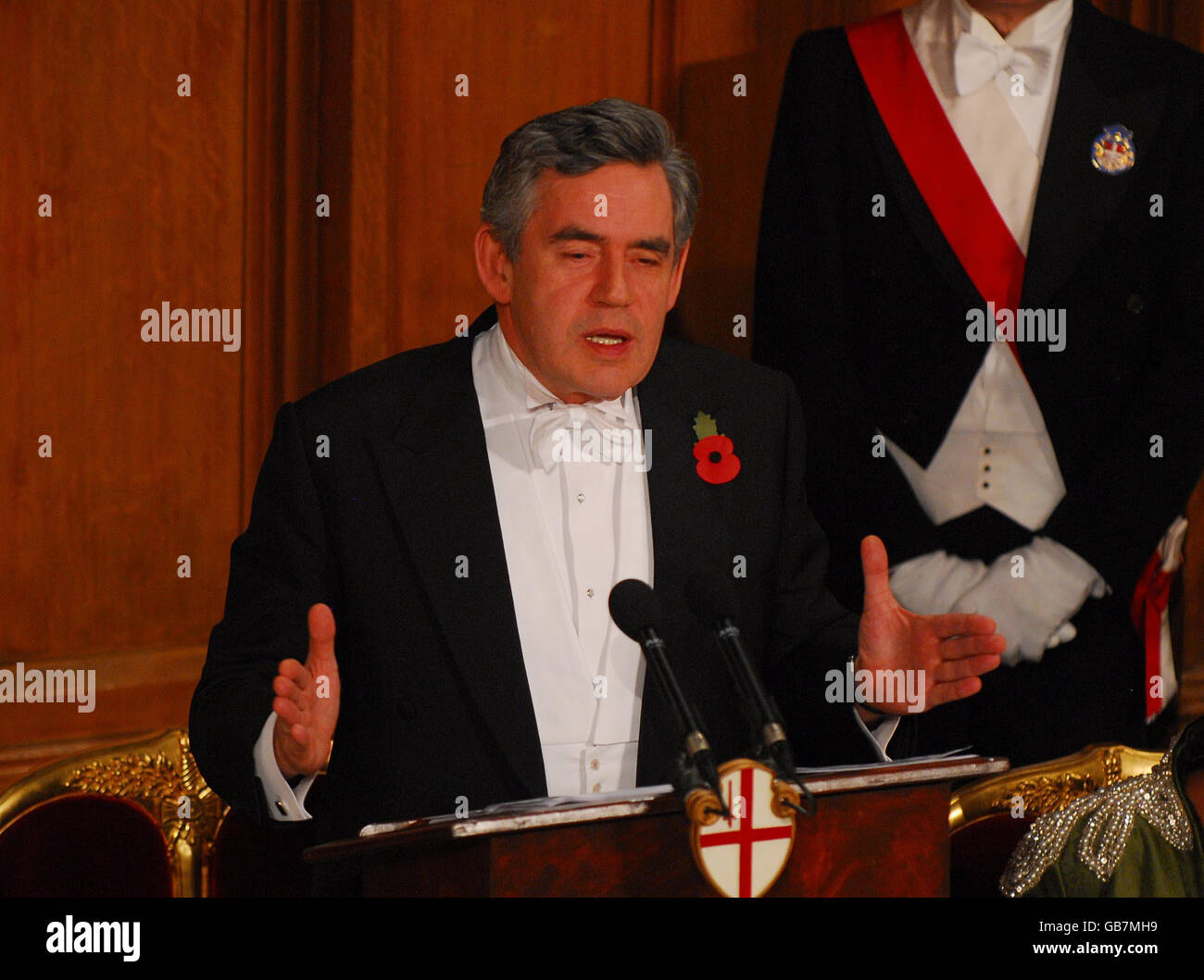Prime Minister Gordon Brown speaking during the Lord Mayor of London's ...