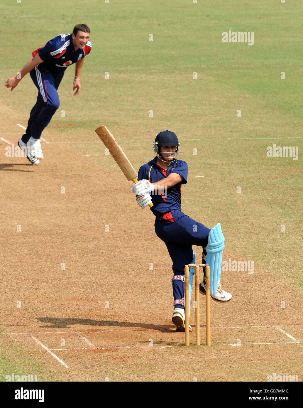 England's Steve Harmison (left) gets Sushant Marathe caught behind ...