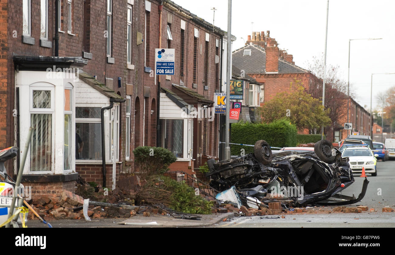 The scene in Middleton Road, Chadderton, Oldham, Greater Manchester ...