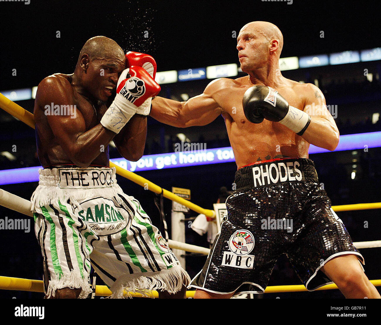 Great Britain's Ryan Rhodes (right) in action with South Africa's ...