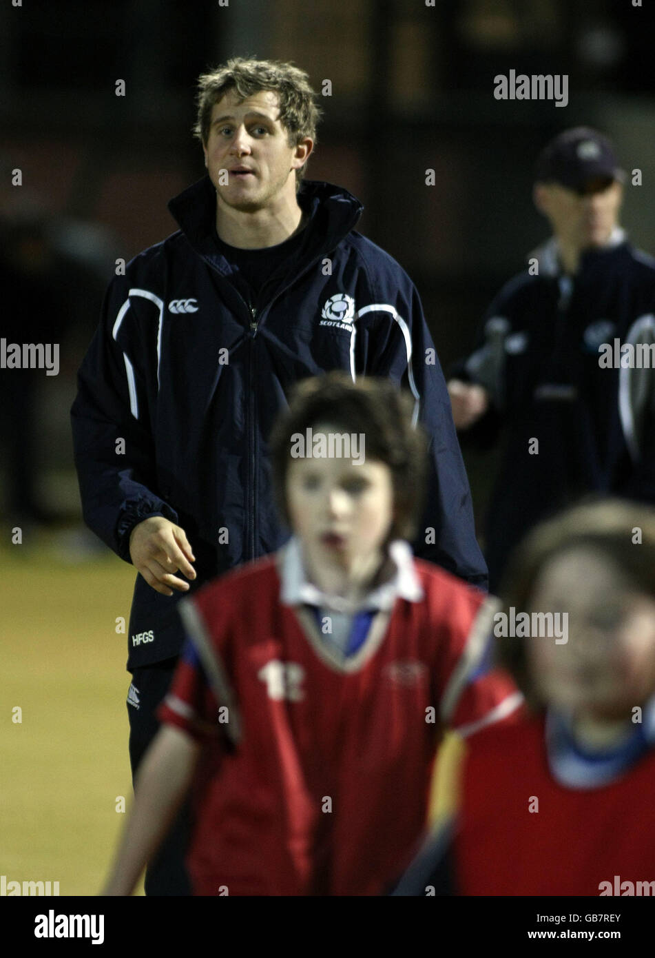 Scotland Rugby's Mark Robertson coaches the children during the ...