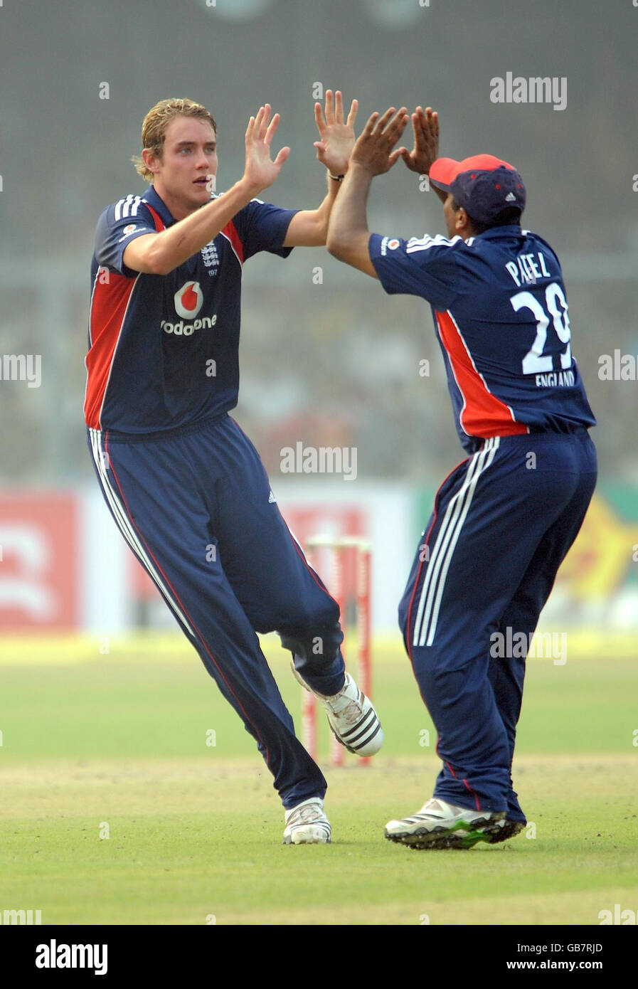 Stuart Broad celebrates after bowling out Suresh Raina during the Third ...