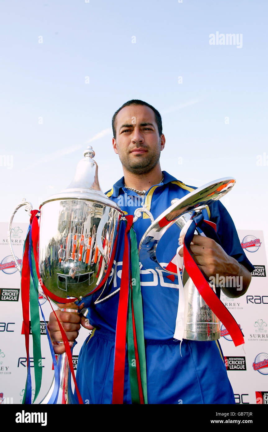 Surrey's Captain Adam Hollioake with the ECB National League Trophy and ...