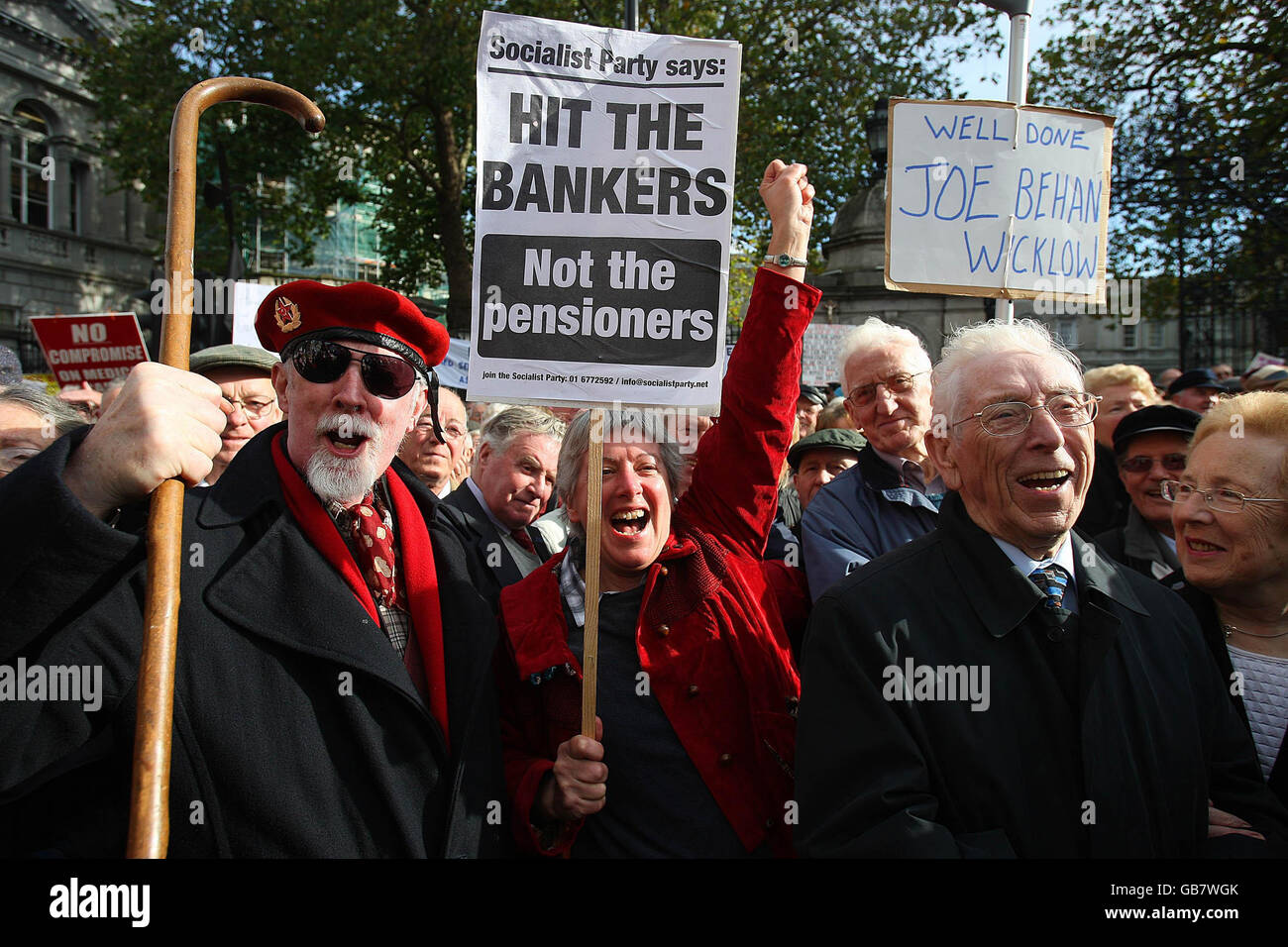 Angry pensioners in a protest which took place outside Leinster House ...