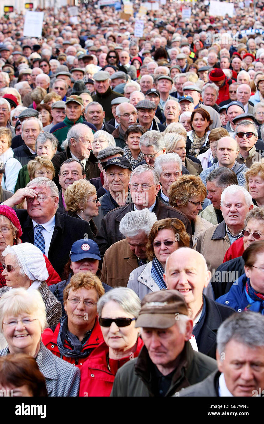 Angry Pensioners In A Protest Which Took Place Outside Leinster House