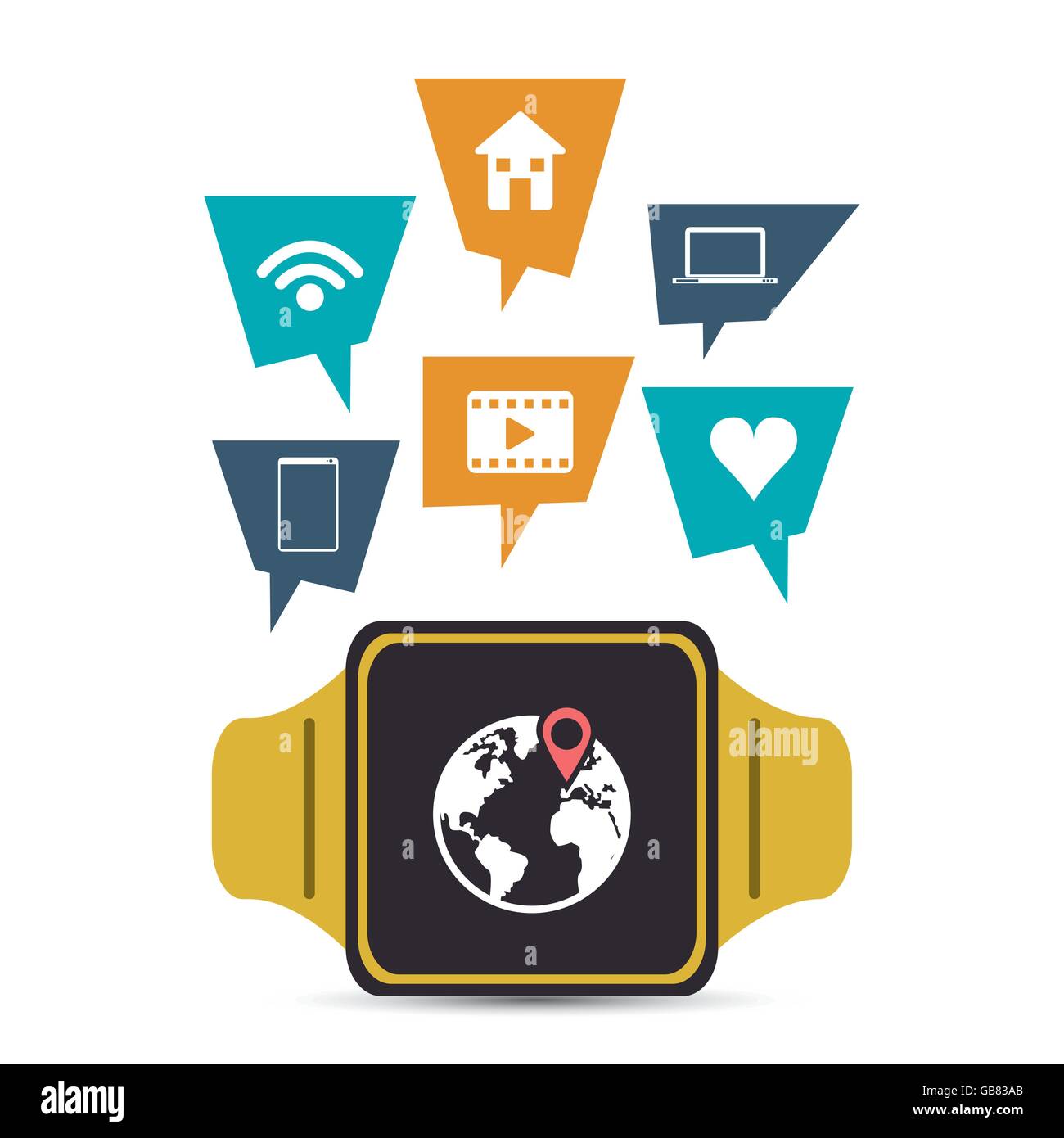 Watch icon. Wearable technology design. Vector graphic Stock Vector ...
