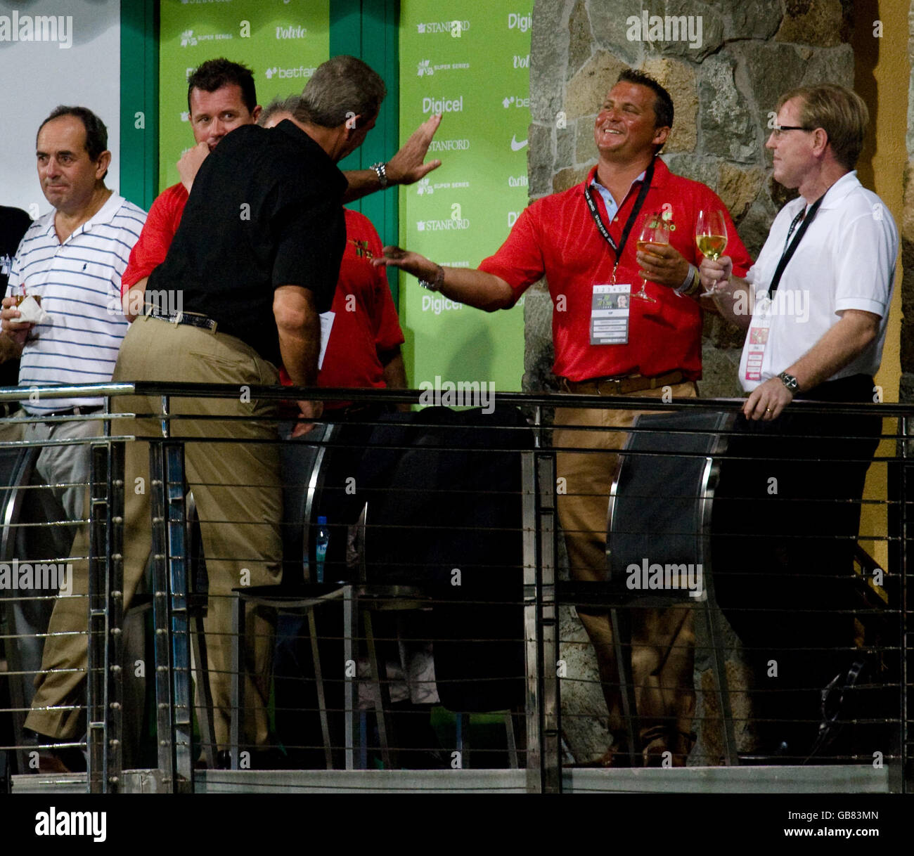Sir Allen Stanford with former England cricketer Darren Gough during ...