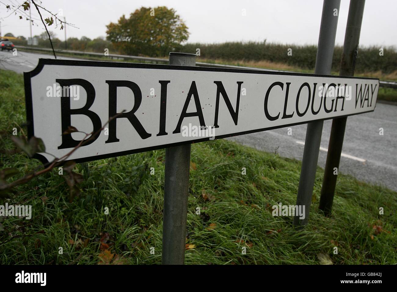 A road showing the name of the road which is named after Brian Clough ...