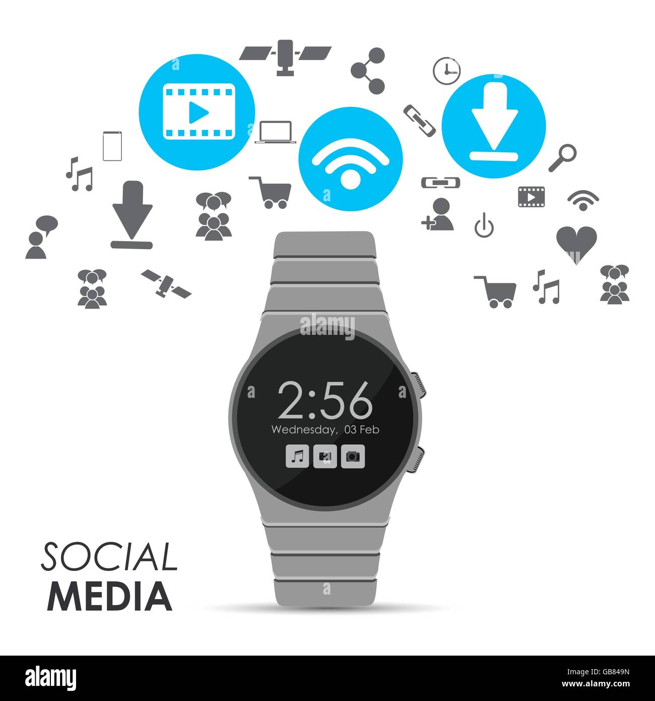Watch and icon set. Wearable technology design. Vector graphic Stock ...