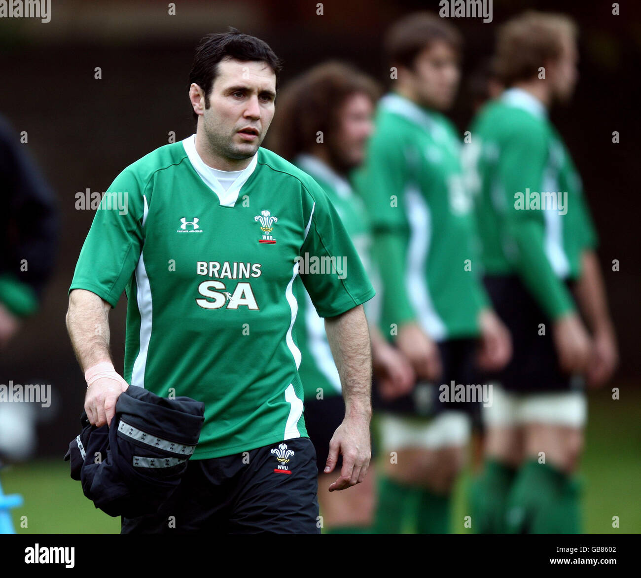 Wales' Stephen Jones during the training session at the Welsh Institute ...
