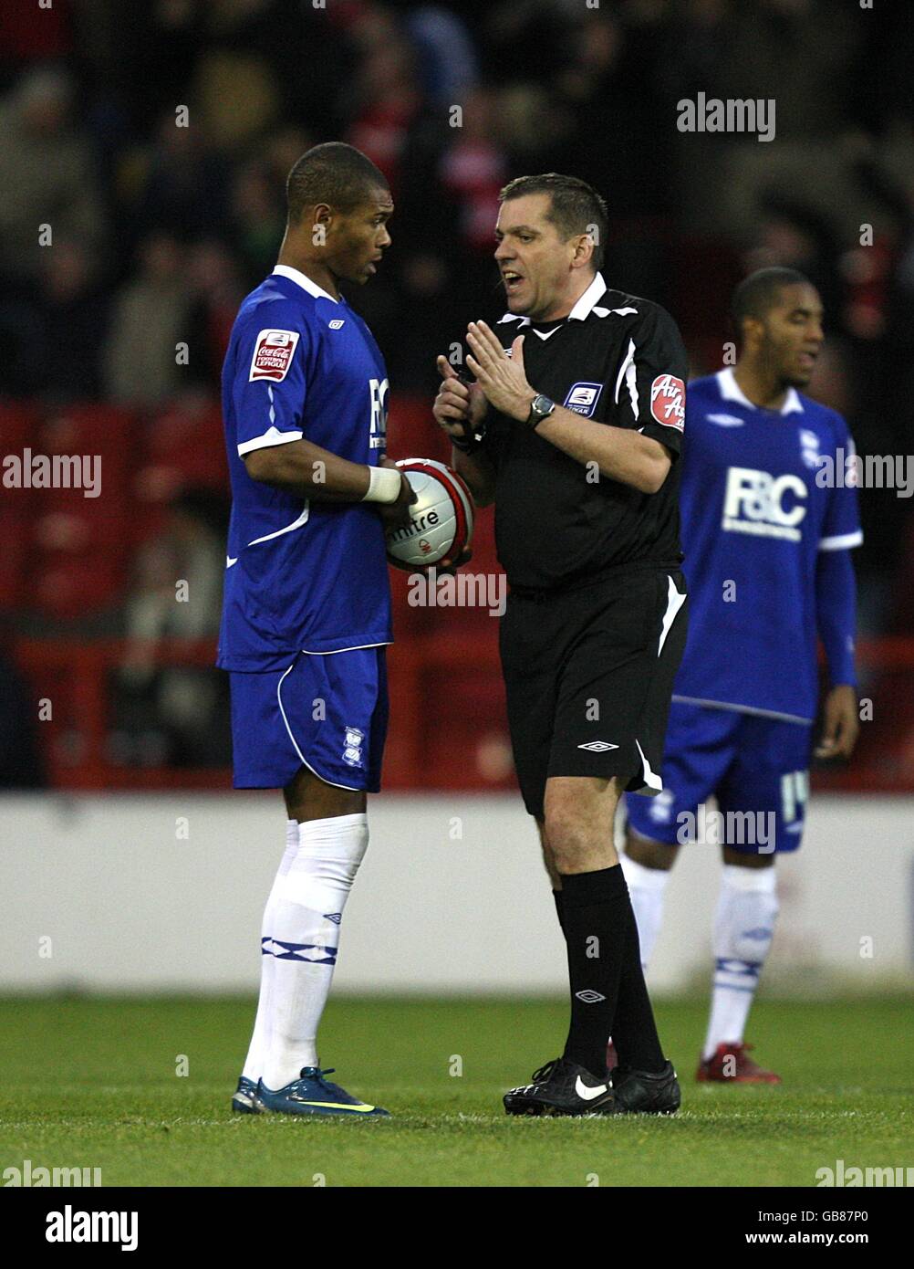 Birmingham City's Marcus Bent argues with referee Phil Dowd after ...