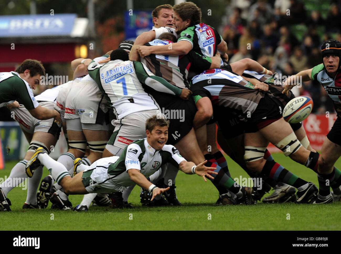 London Irish scrum half Tom Parker in action during the EDF Energy Cup ...