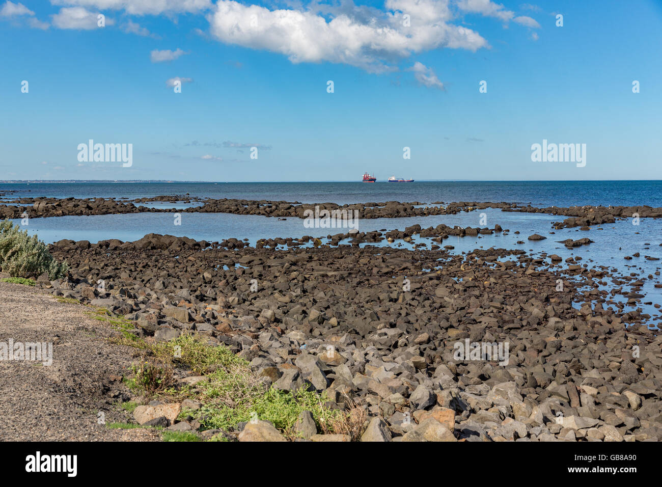 Rock breakwaters at Williamstown, Victoria, Australia Stock Photo - Alamy
