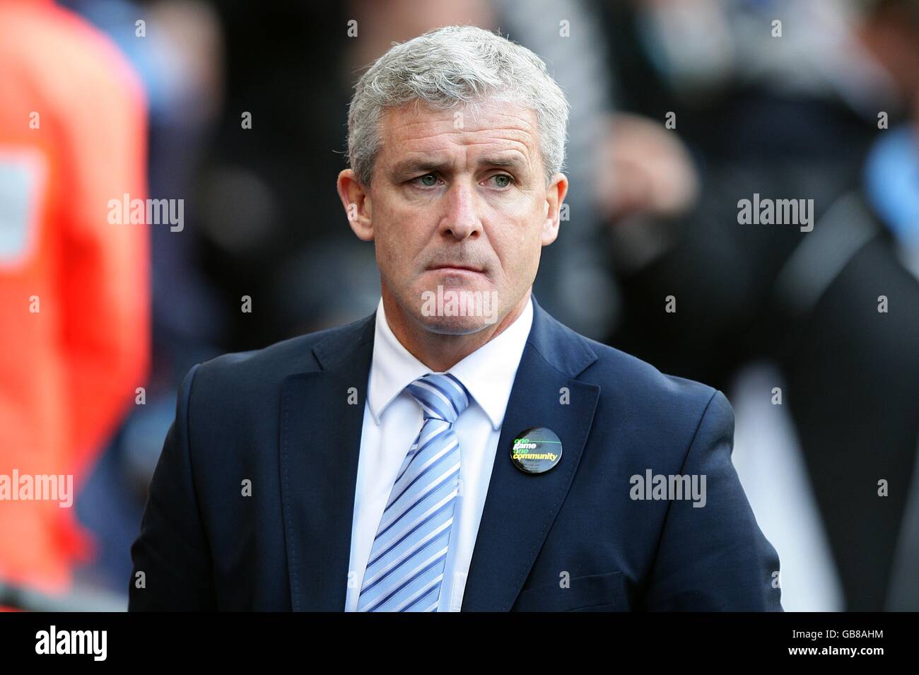 Manchester city manager mark hughes on touchline hi-res stock ...