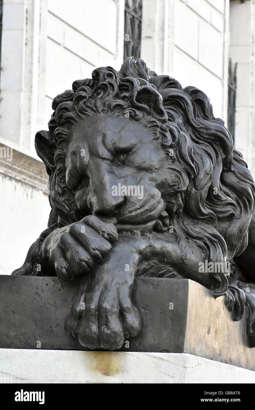 A beautiful lion statue outside an art building in Washington DC, USA ...