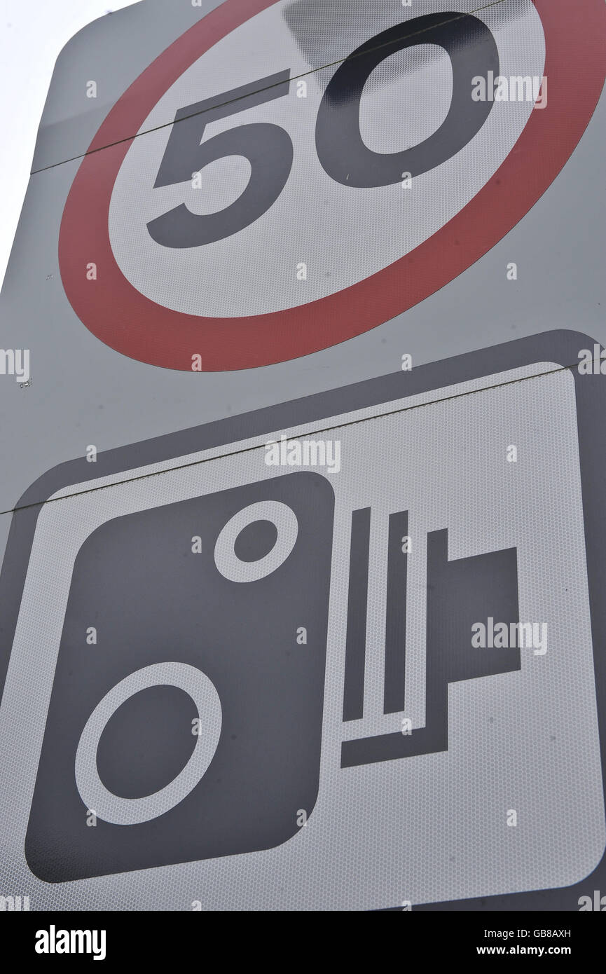 Stock - Speed Camera's. A 50mph sign with speed camera symbol ...