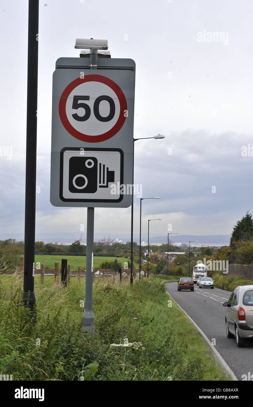 Stock - Speed Camera's. A 50mph sign with speed camera symbol ...