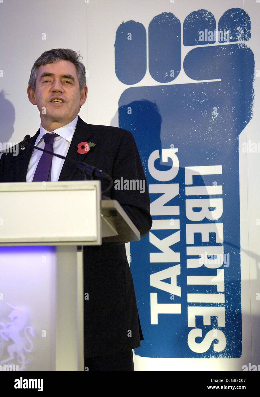Gordon Brown visits British Library Stock Photo - Alamy
