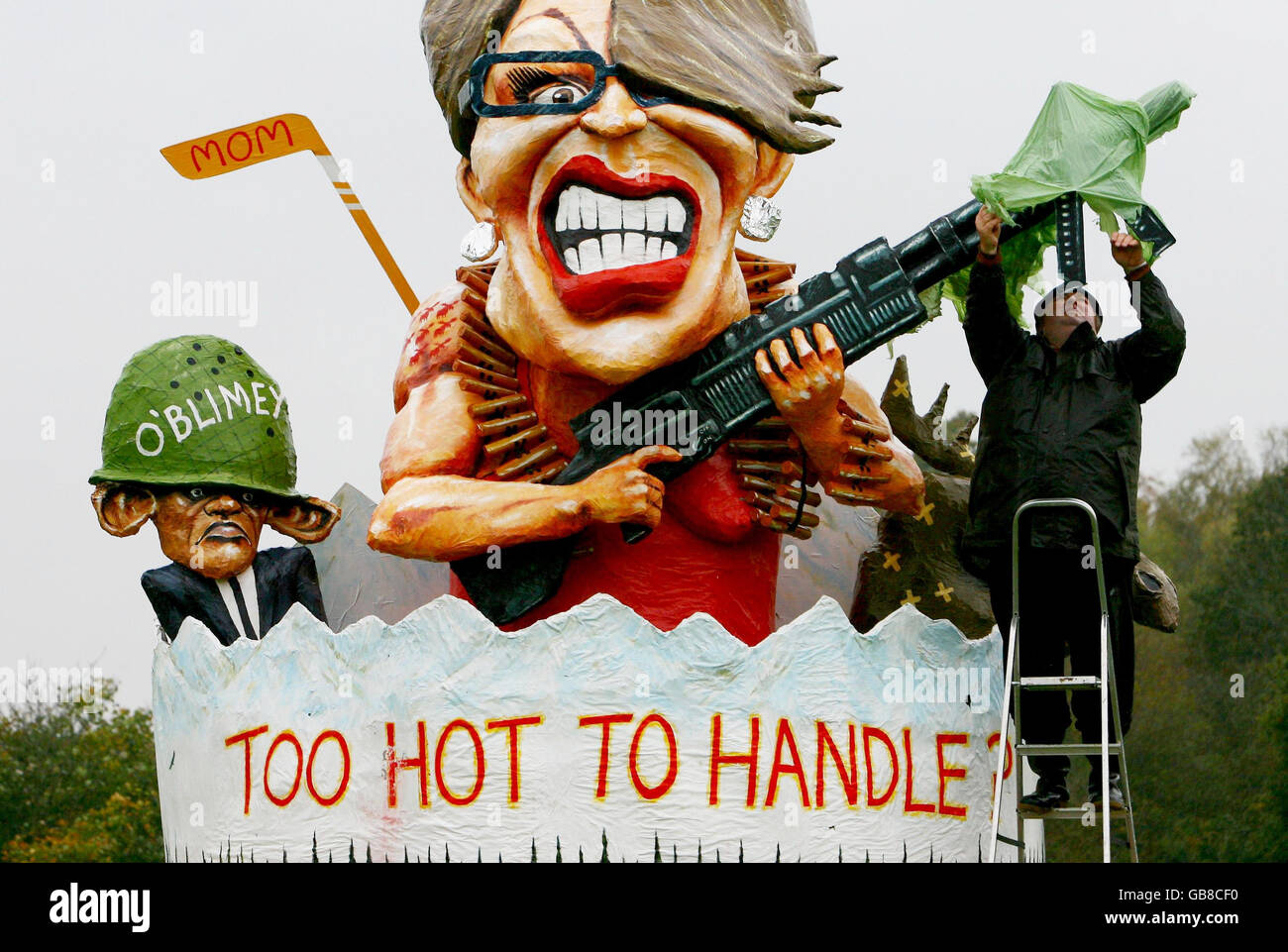 An effigy of U.S. vice-presidential candidate Sarah Palin, accompanied ...