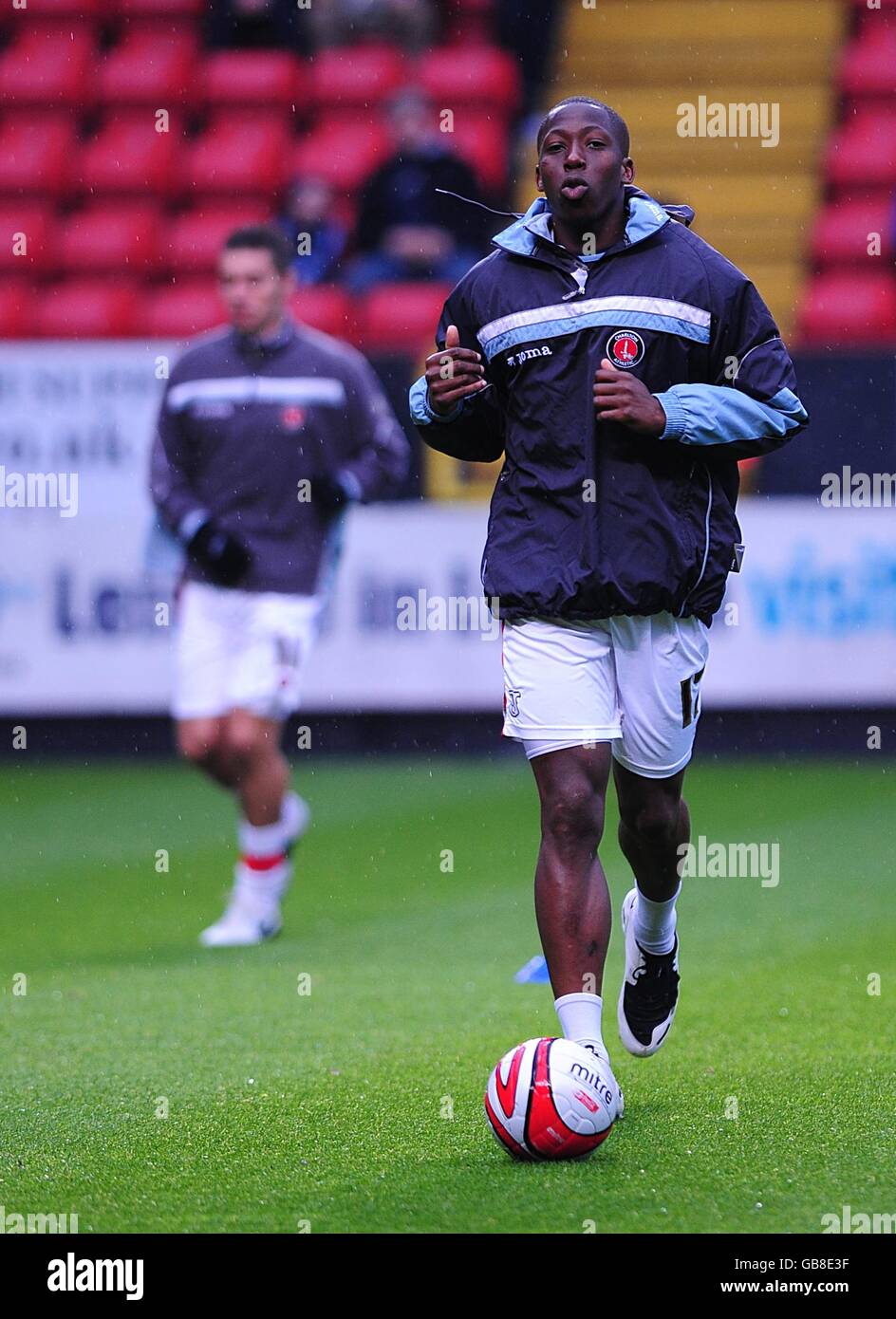 Charlton Athletic's Chris Dickson takes part in the pre-match warm up ...
