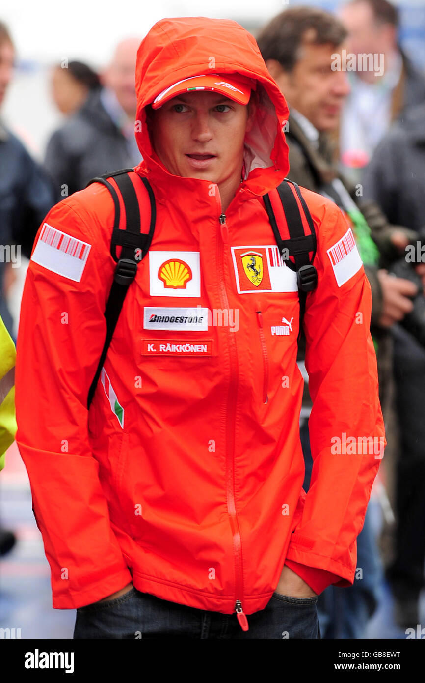 Ferraris kimi raikkonen arrives at the track hi-res stock photography ...