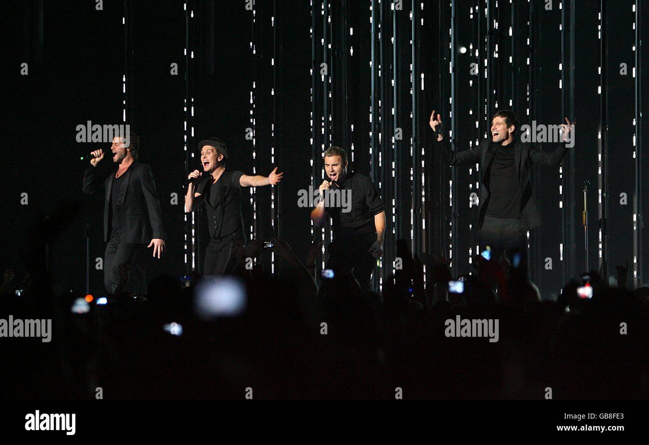 Take That perform on stage during the 2008 MTV Europe Music Video ...