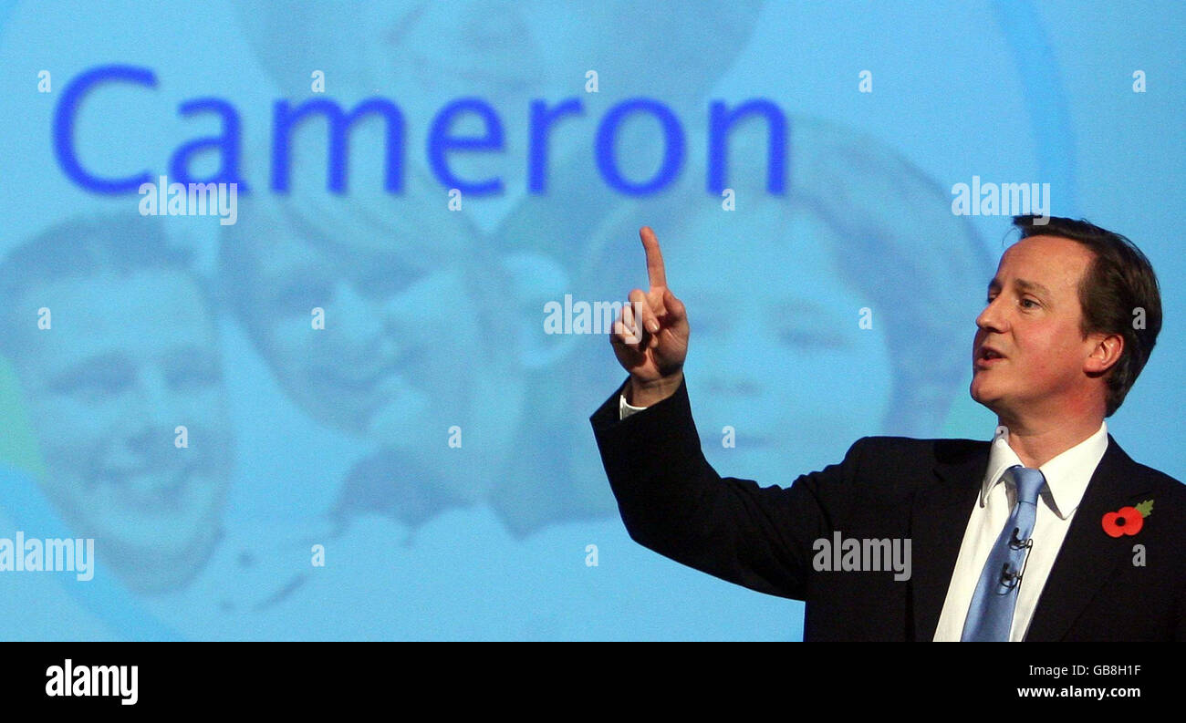 Conservative party leader David Cameron speaks at the Conservative ...