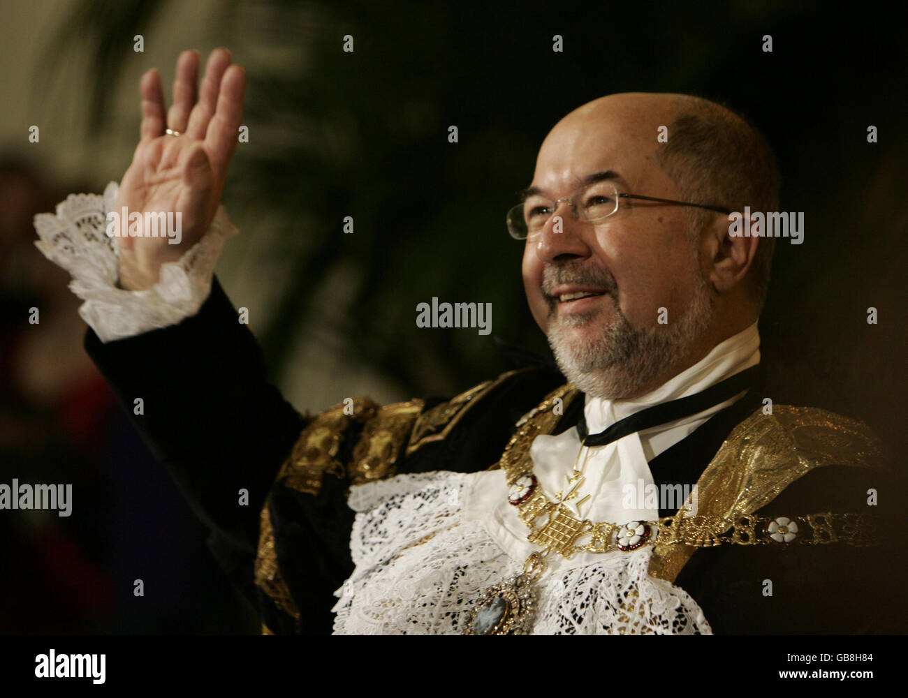 The Lord Mayor of London, Alderman Ian Luder, greets guests during the ...