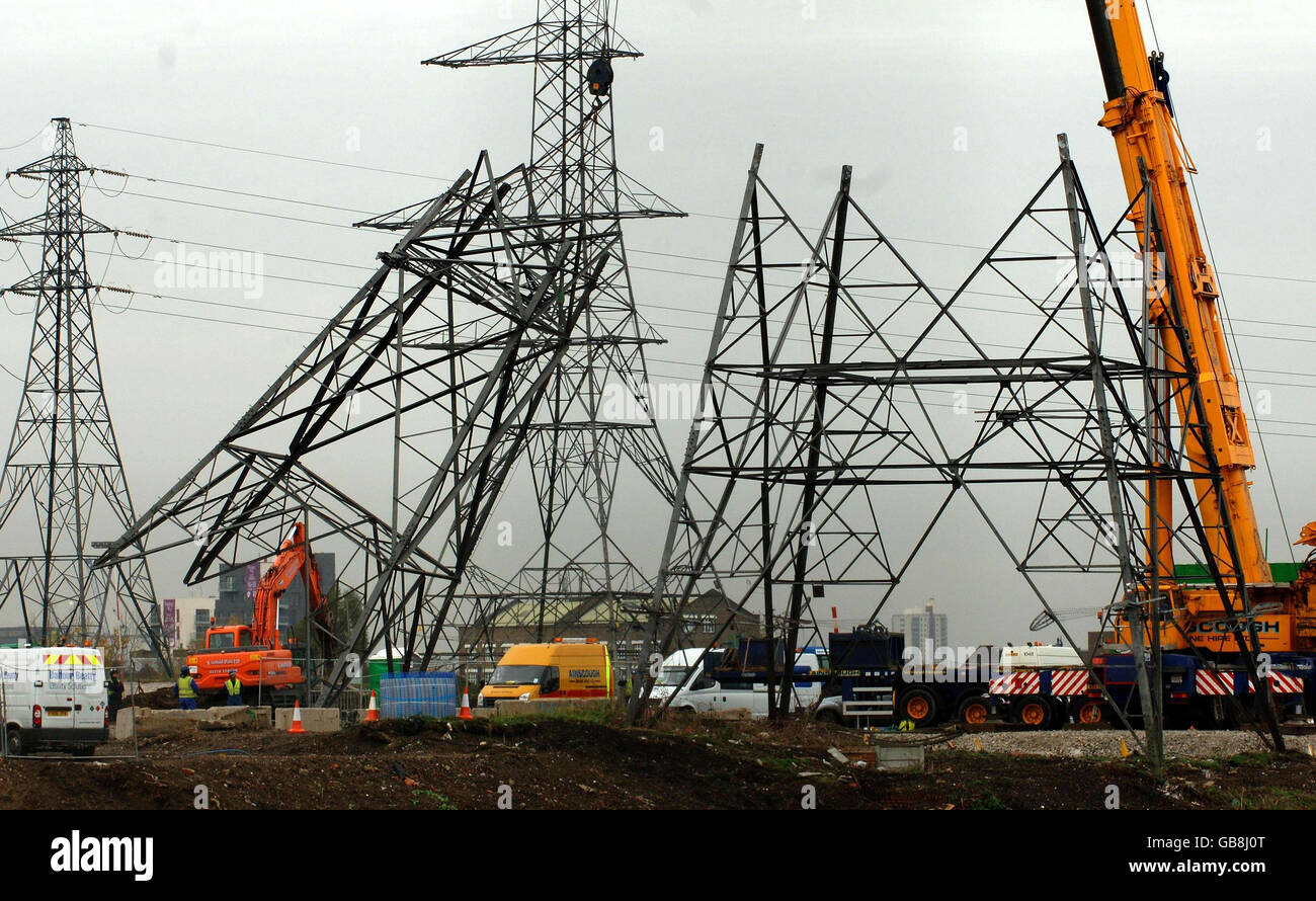 Work begins on the removal of the first of 52 electricity pylons from ...