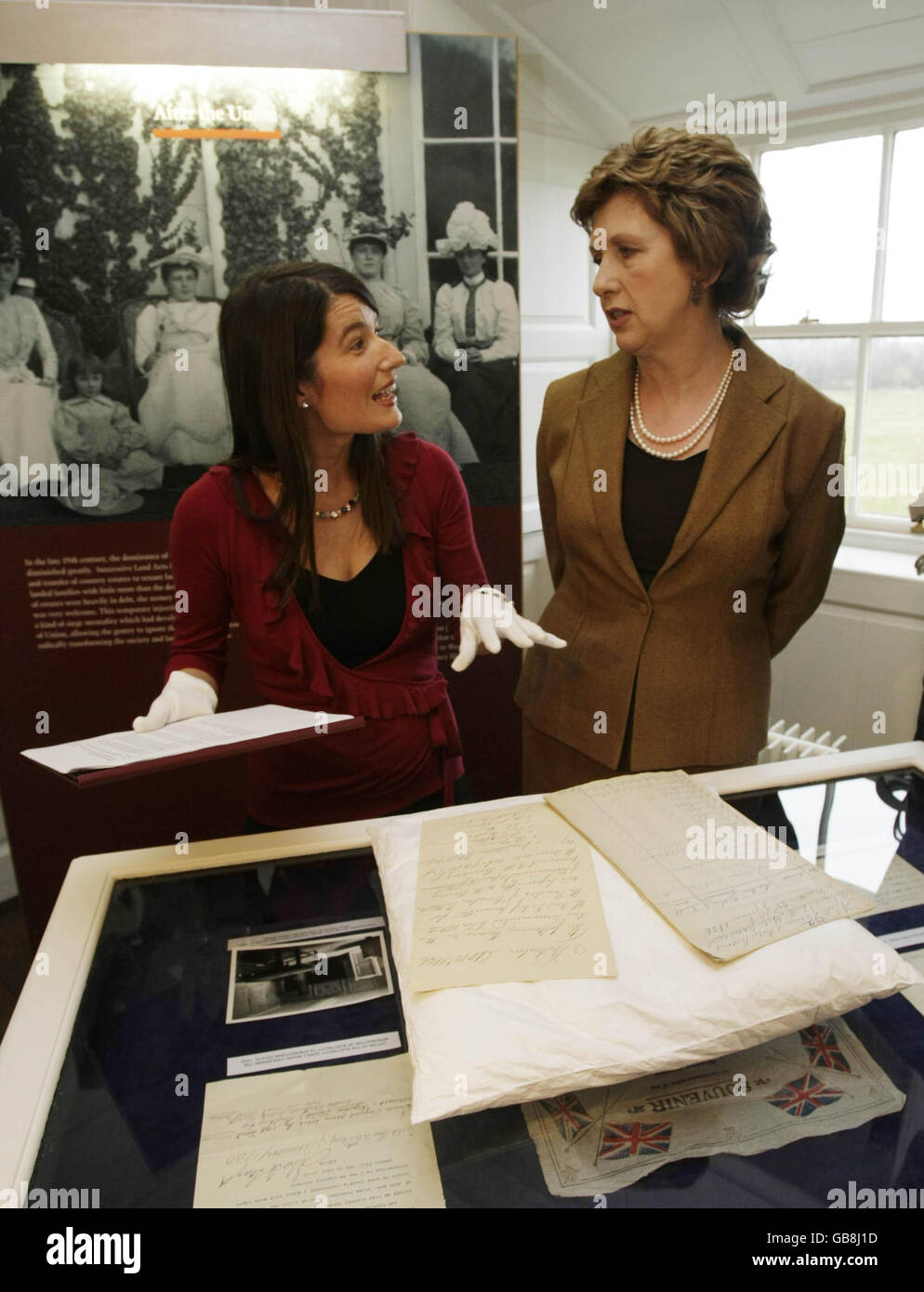 President Mary McAleese speaks to Archivist Roisin Berry at the opening ...
